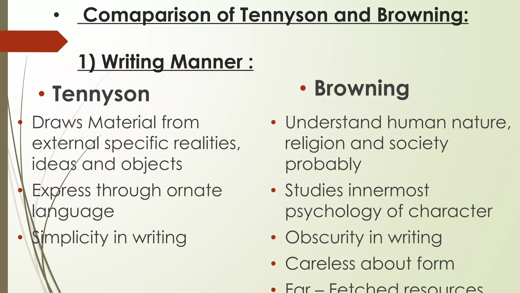 Comparison between Robert browning and Alfred Tennyson : Paper No : 6 ...