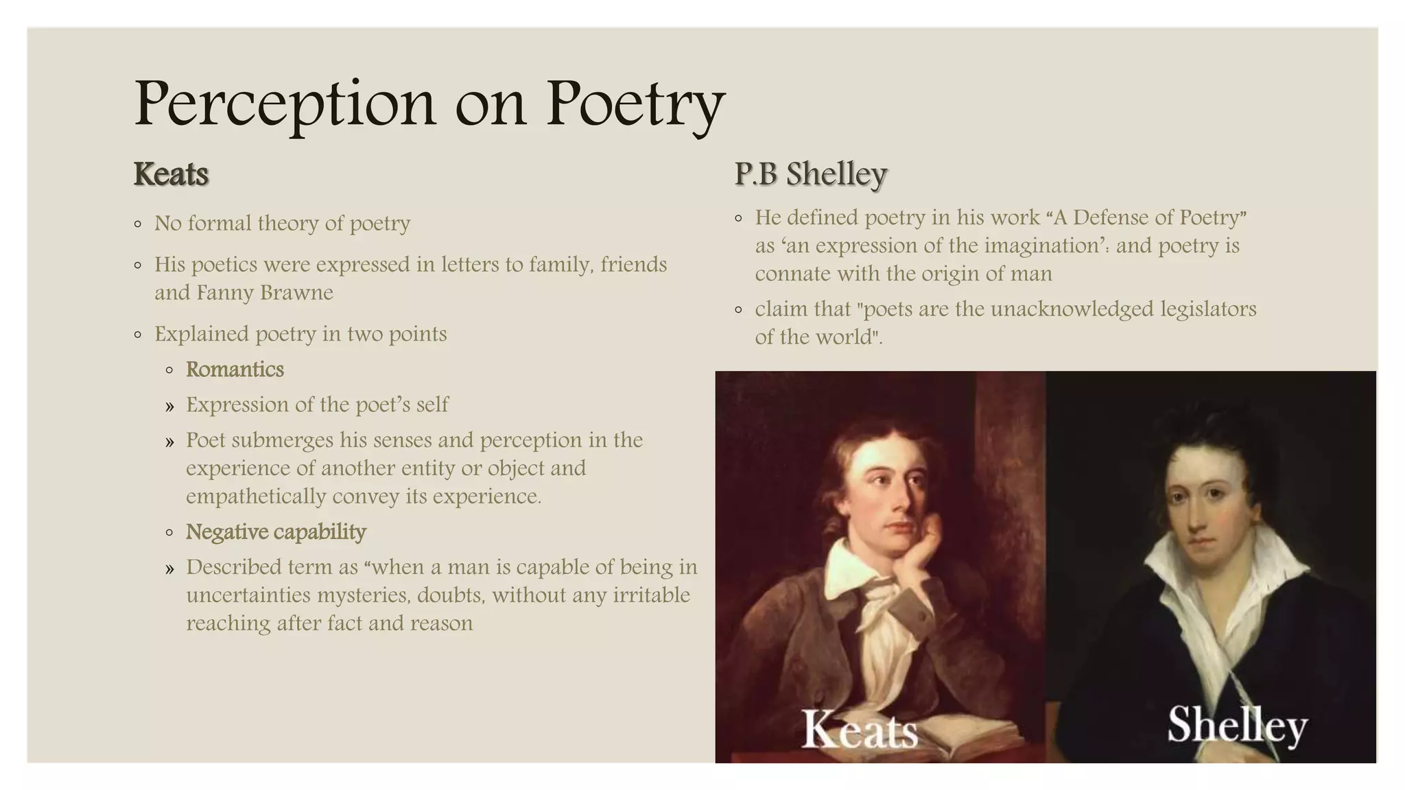 Comparison between shelley and keats | PPTX