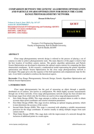 COMPARISON BETWEEN THE GENETIC ALGORITHMS OPTIMIZATION AND PARTICLE ...