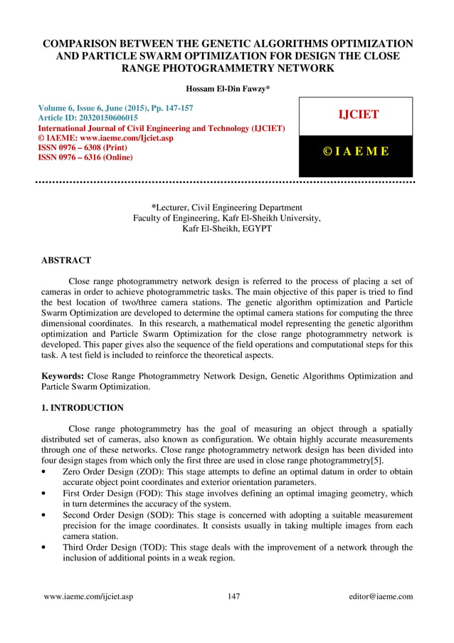 COMPARISON BETWEEN THE GENETIC ALGORITHMS OPTIMIZATION AND PARTICLE SWARM OPTIMIZATION FOR ...