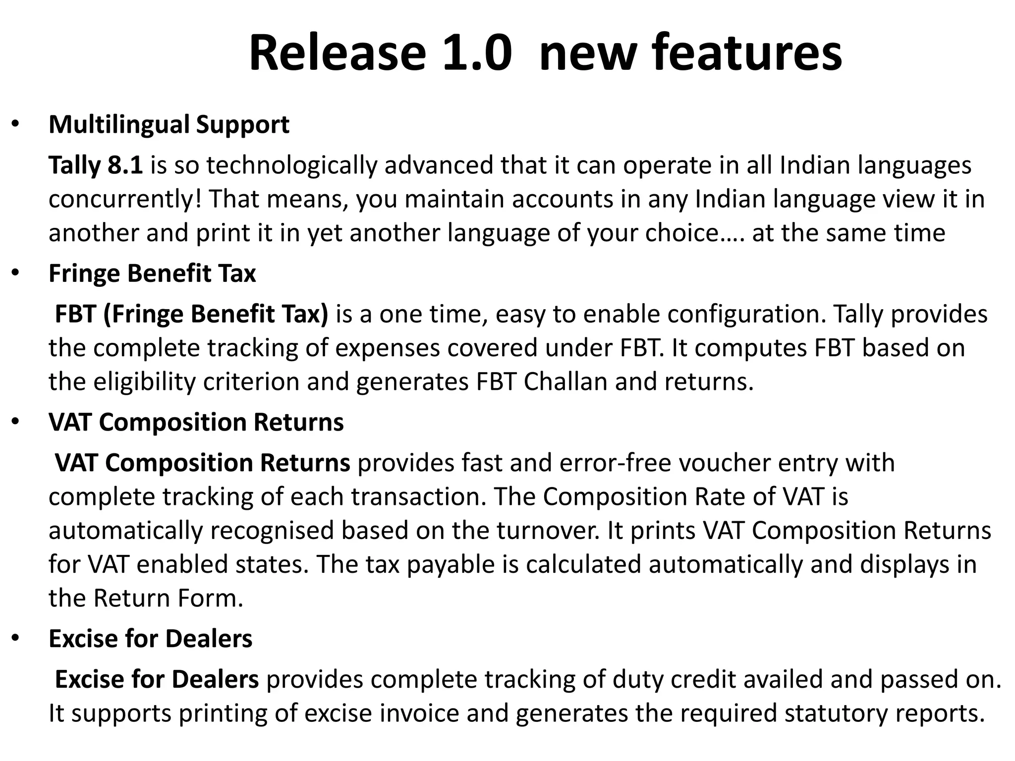 Comparison between various version of tally | PPTX