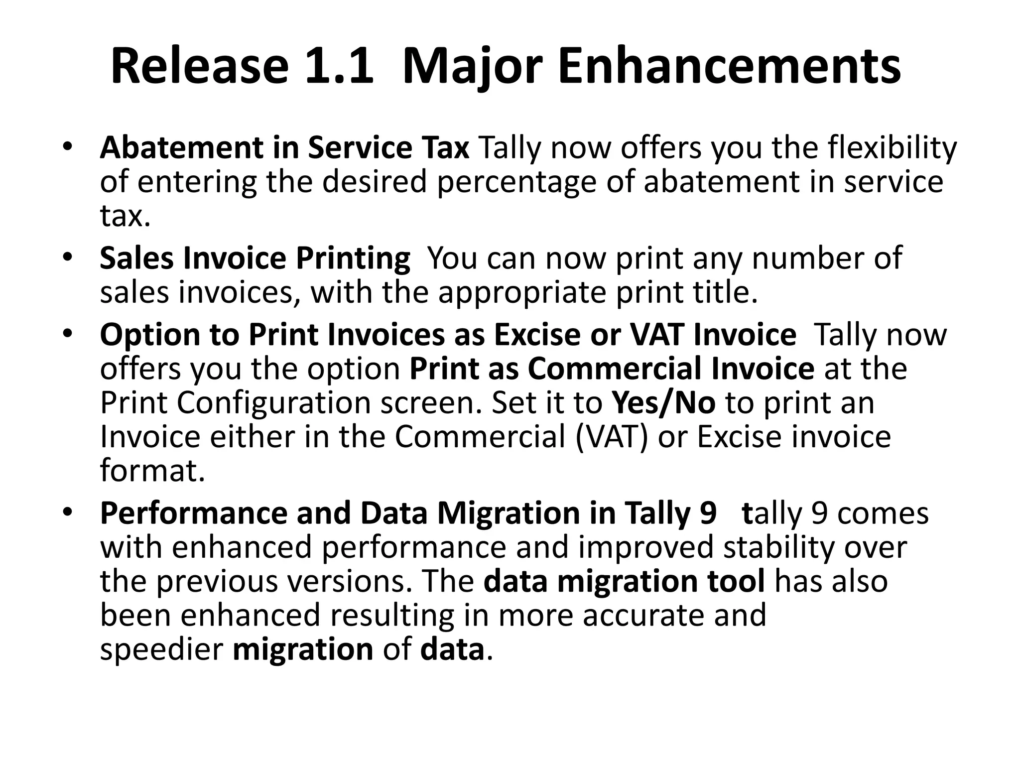 Comparison between various version of tally | PPTX