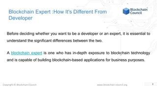 Comparison Blockchain Developer vs. Blockchain Expert | PPT