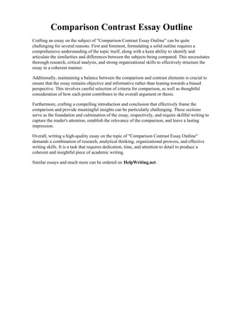 Comparison Contrast Essay Outline. How to Write a Compare and Contrast ...