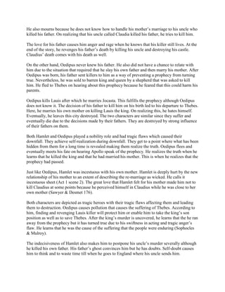 Comparison essay between oedipus and hamlet | PDF