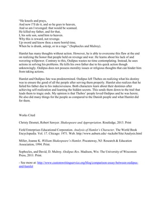 Comparison essay between oedipus and hamlet | PDF