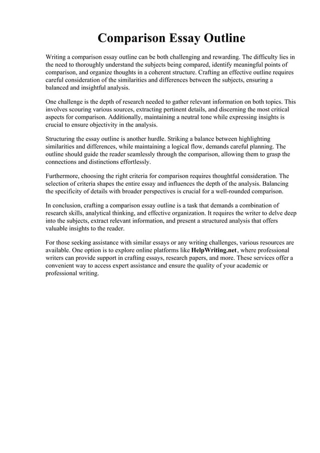 Comparison Essay Outline | PDF