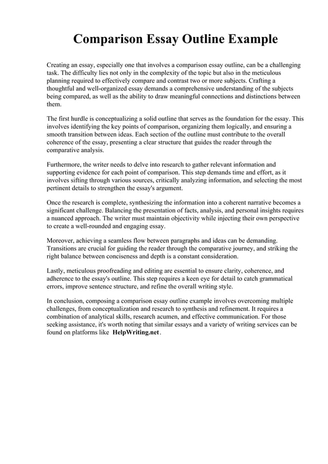Comparison Essay Outline Example. College of Business and Technology | PDF