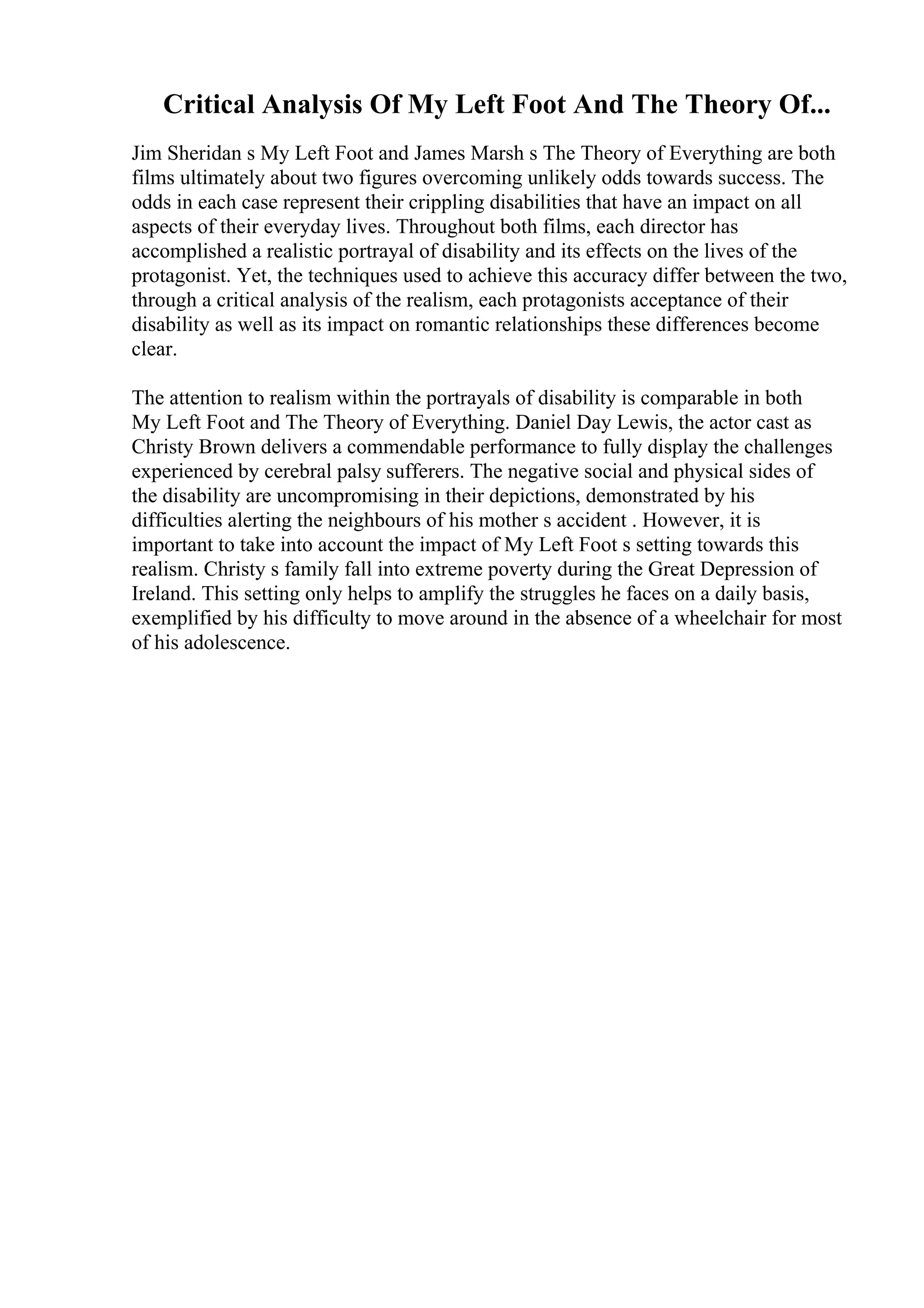 Comparison Essay Outline Example | PDF