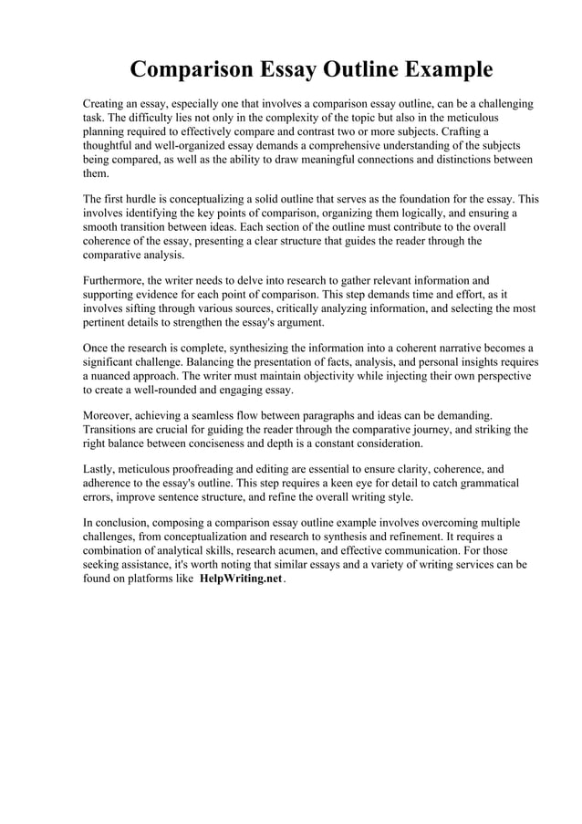 Comparison Essay Outline Example | PDF