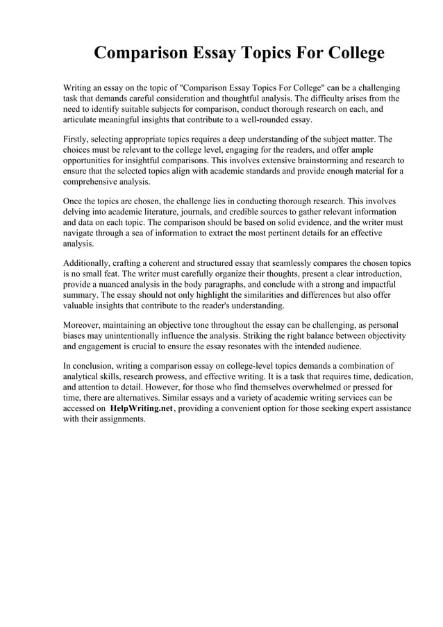 Comparison Essay Topics For College.pdf