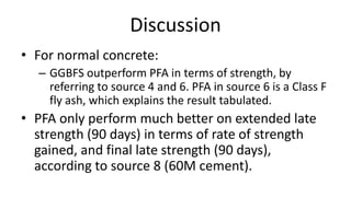 Comparison Between GGBFS and PFA in Concrete Mixture | PPTX