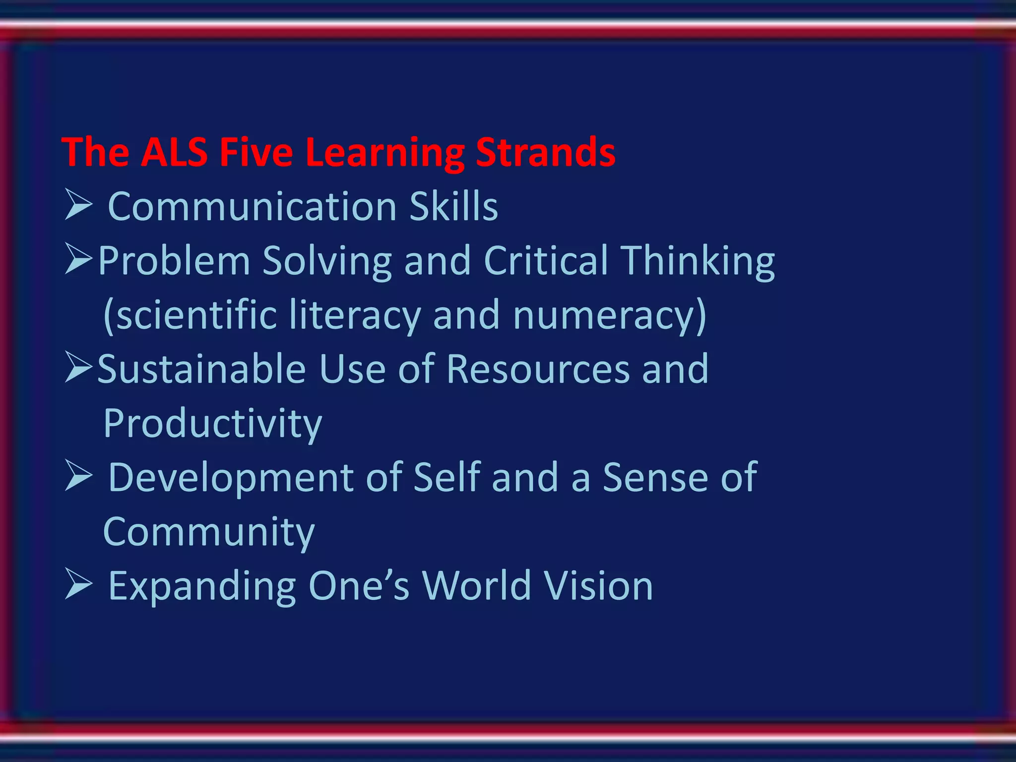 Comparison made between the als ang formal education | PPTX