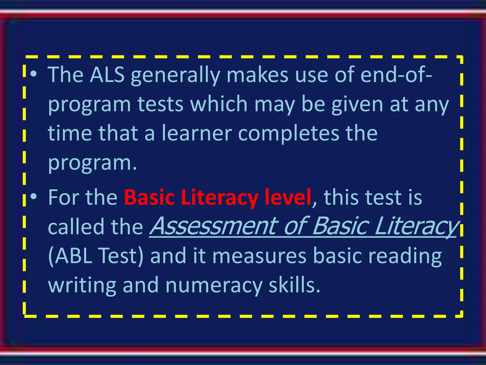 Comparison made between the als ang formal education | PPTX