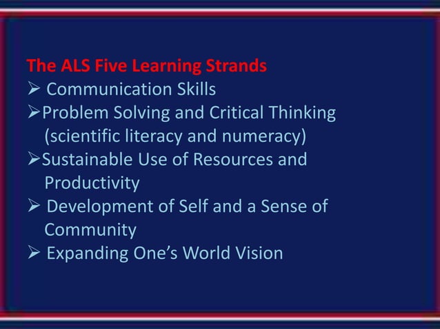 Comparison made between the als ang formal education | PPTX