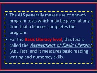Comparison made between the als ang formal education | PPTX