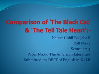 Comparison of 'The Tell Tale Heart & The Black Cat | PPTX