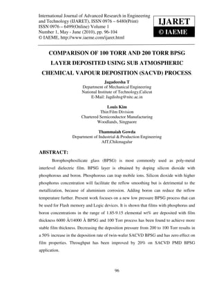 Comparison of 100 torr and 200 torr bpsg layer deposited using sub ...
