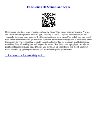 Comparison Of Acrisius And Argos | PDF