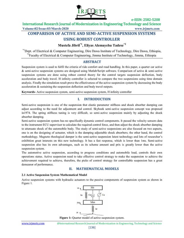 Comparison of active and semi active suspension systems using robust controller | PDF