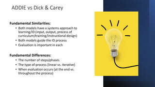 Comparison of addie & dick and carey id models | PPT