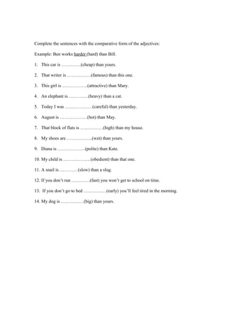 Comparison of adjectives | PDF