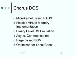 Comparison of Amoeba, Mach & Chorus: DOS | PPTX