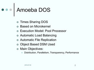 Comparison of Amoeba, Mach & Chorus: DOS | PPTX