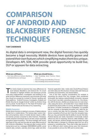 Comparison of android and black berry forensic techniques | PDF