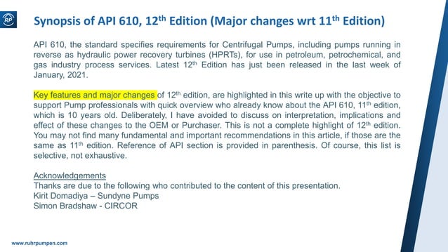 Comparison of API610 12th and 11th Editions (1).pdf | Business ...