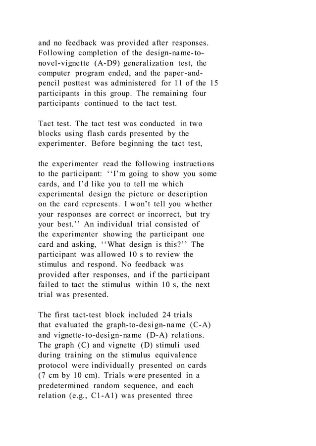 COMPARISON OF A STIMULUS EQUIVALENCE PROTOCOL ANDTRADITIONAL | DOCX