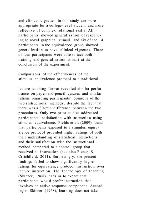 Comparison Of A Stimulus Equivalence Protocol Andtraditional Docx