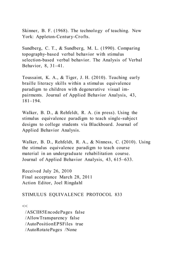 Comparison Of A Stimulus Equivalence Protocol Andtraditional Docx
