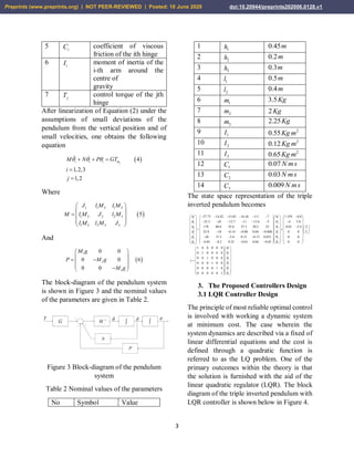Comparison of a triple inverted pendulum stabilization using optimal control technique | PDF