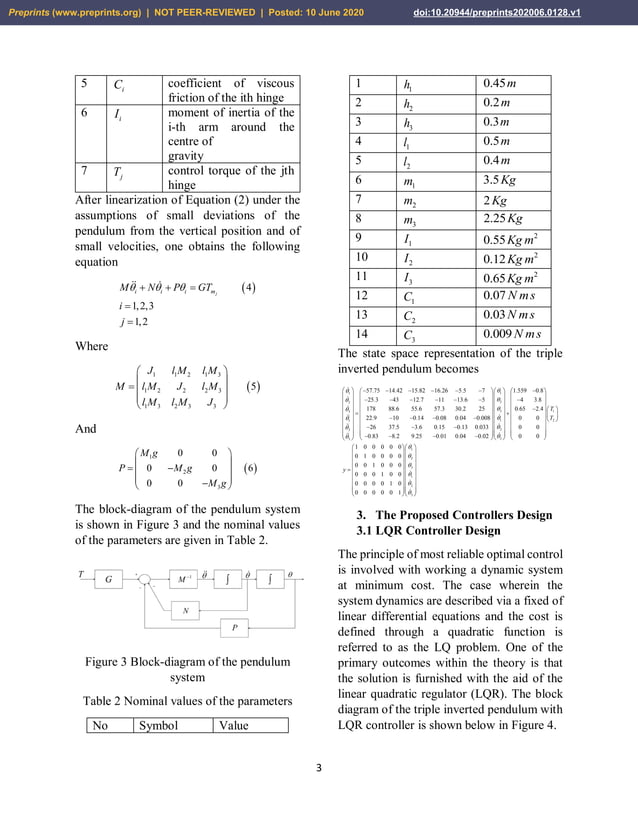 Comparison of a triple inverted pendulum stabilization using optimal control technique | PDF