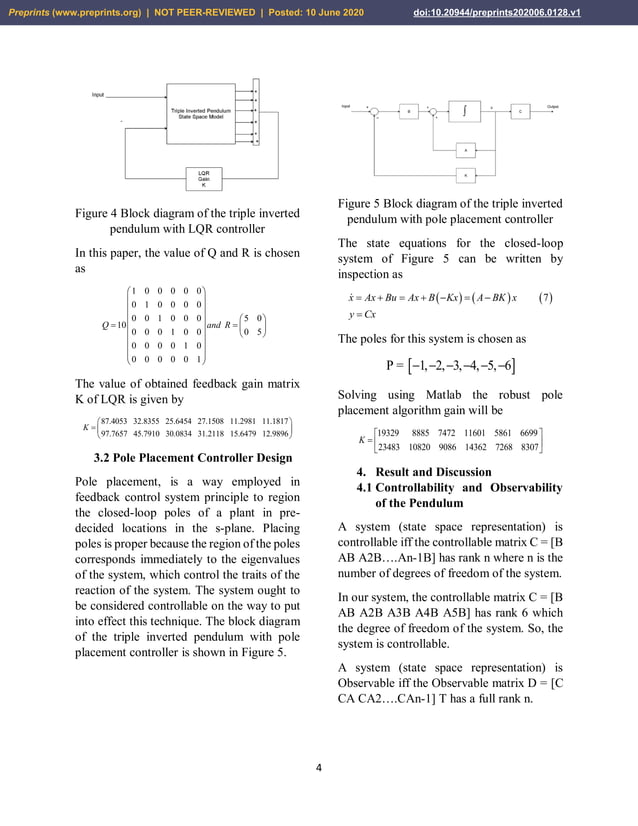 Comparison of a triple inverted pendulum stabilization using optimal ...