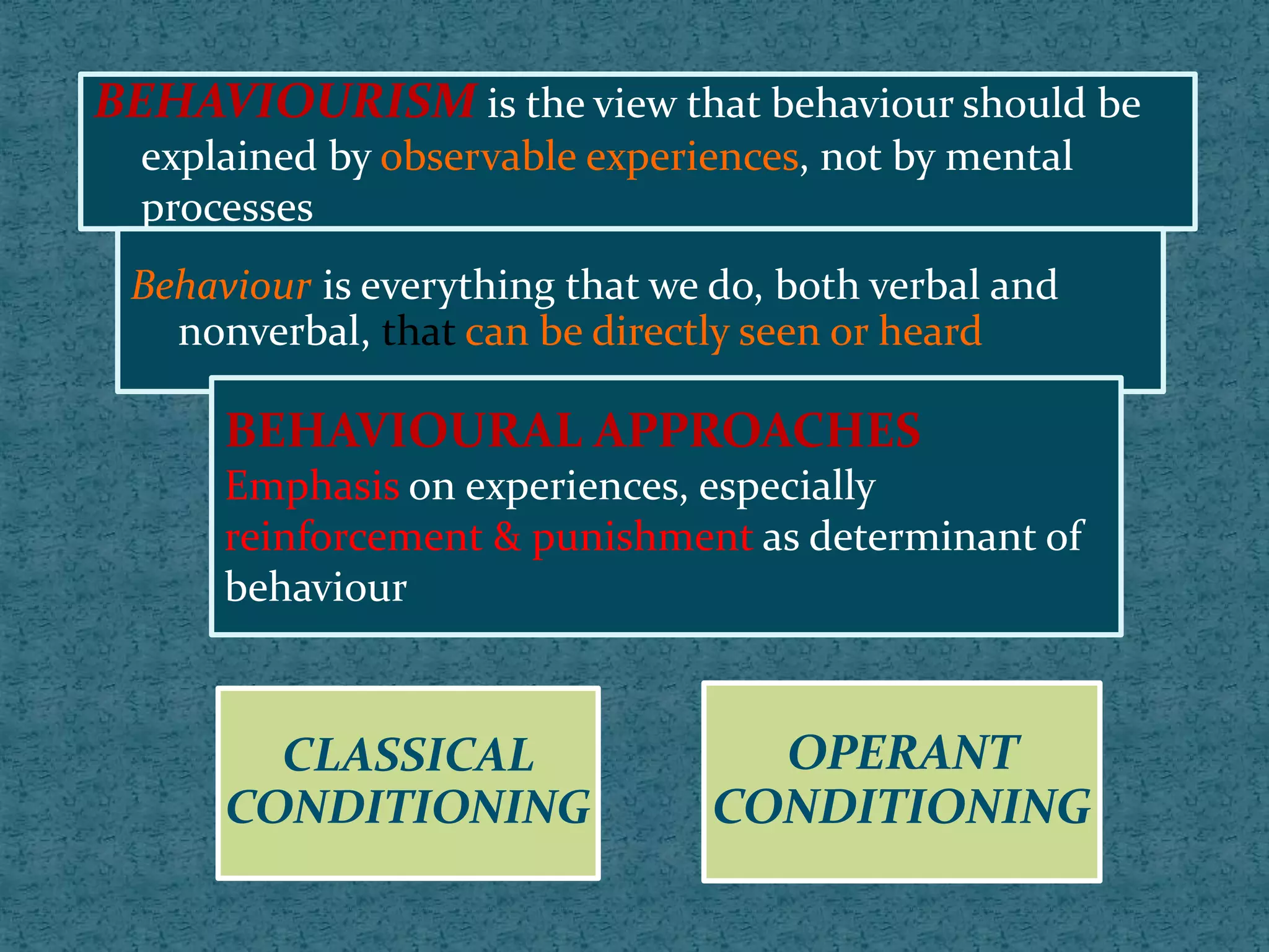 Comparison of behavioural%2c cognitive and social cognitive approaches ...