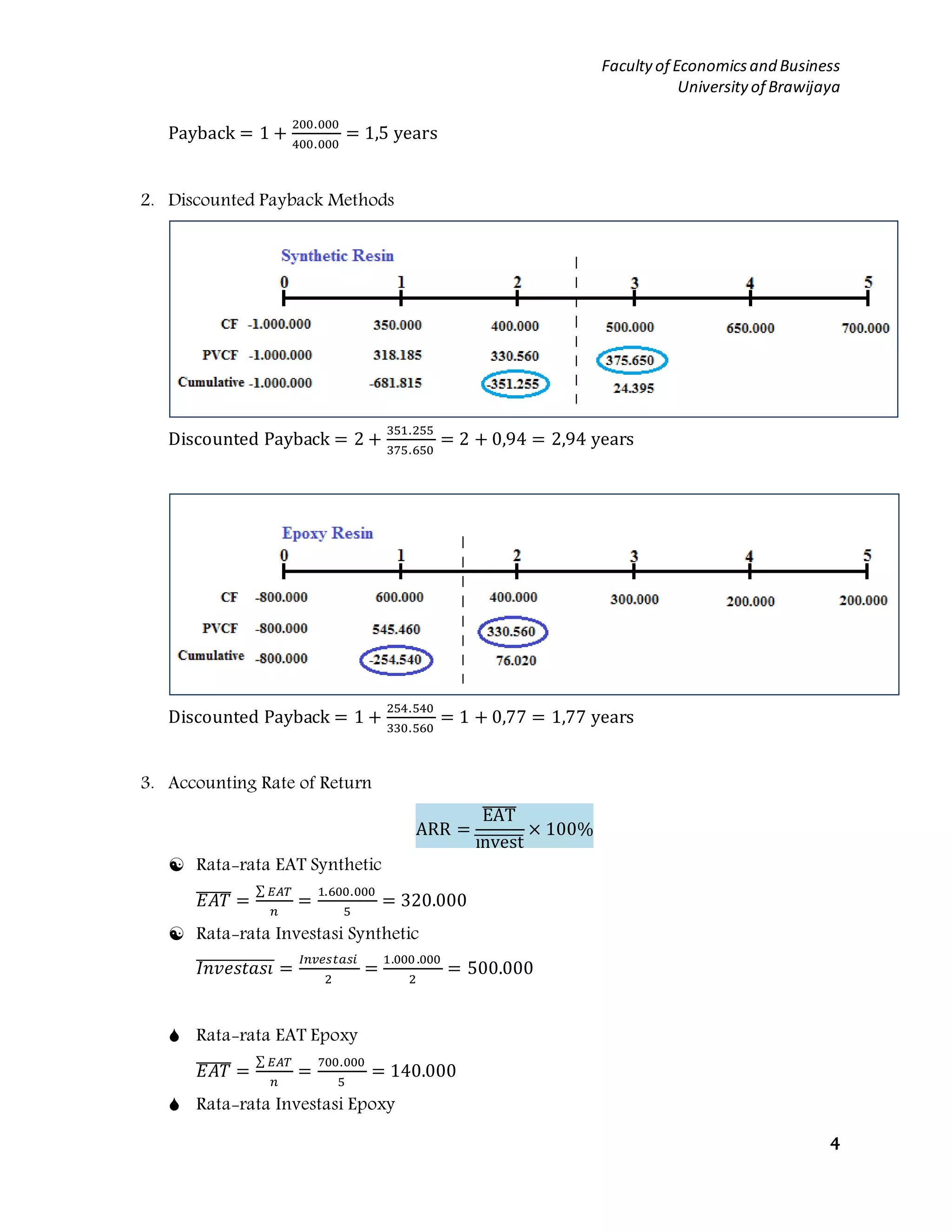 Comparison of capital budgeting techniques | DOCX