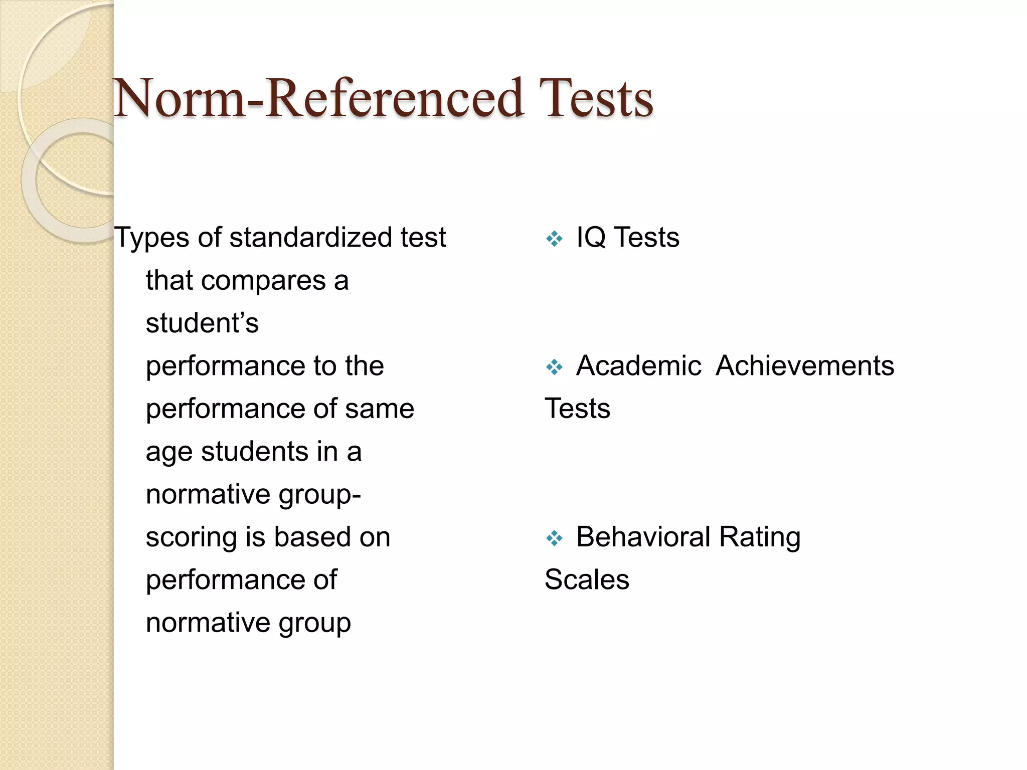 Comparison of criterion referenced and norm referenced assessment | PPTX