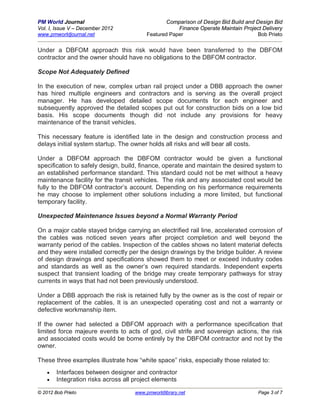 Comparison of Design Bid Build vs. Design Build Finance Operate ...