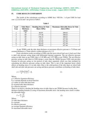 Comparison of design and analysis of tube sheet thickness by using uhx ...