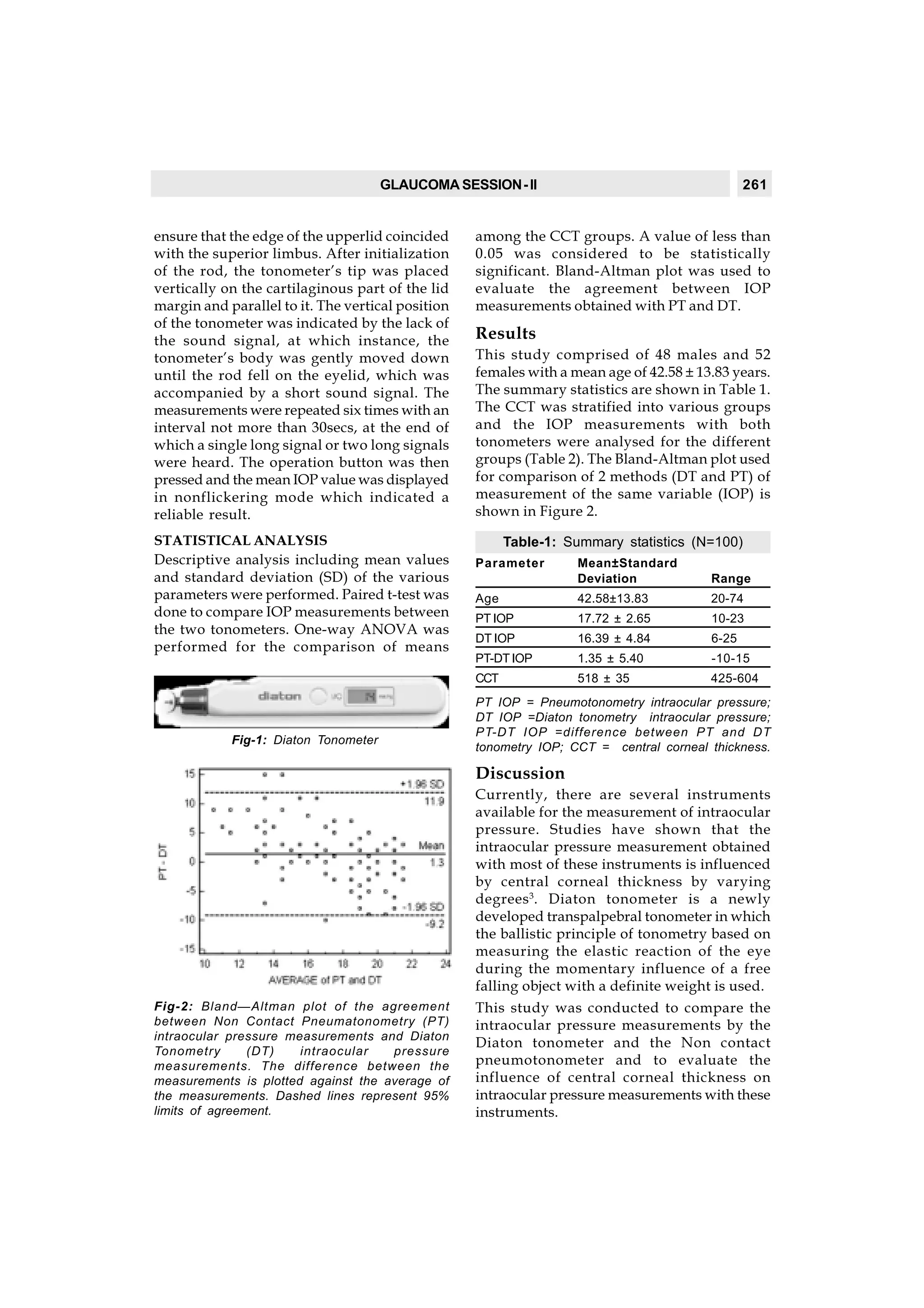 Comparison Of Diaton Tonometry And Non Contact Tonometry | PDF