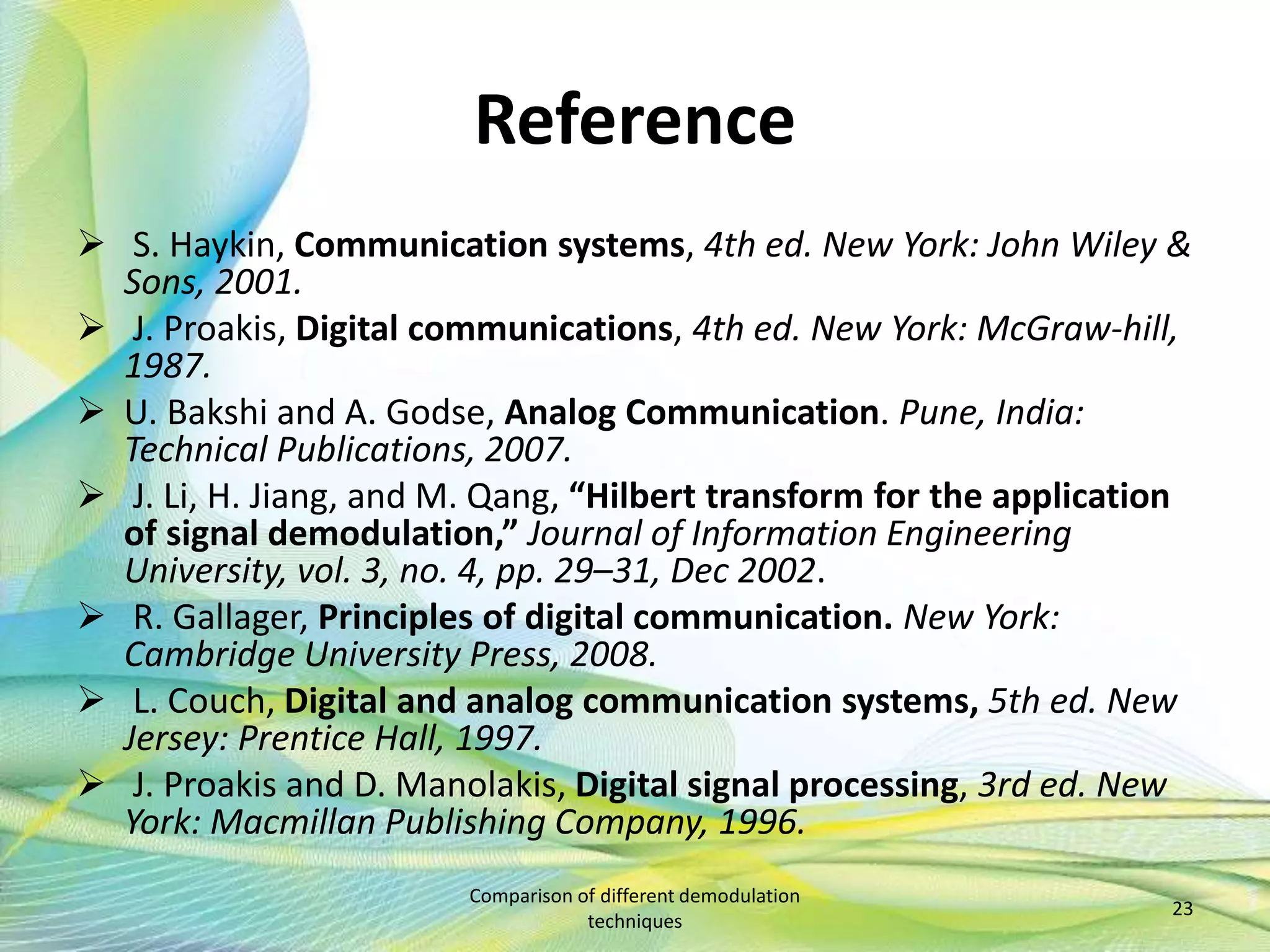 Comparison of different demodulation techniques | PPTX