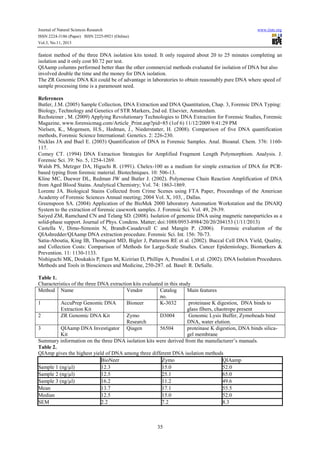 Comparison of different dna extraction methods for forensic samples | PDF