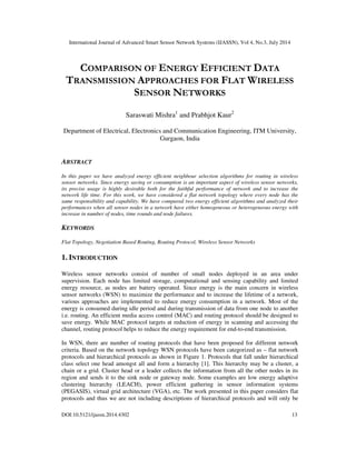 Comparison of energy efficient data transmission approaches for flat wireless sensor networks | PDF