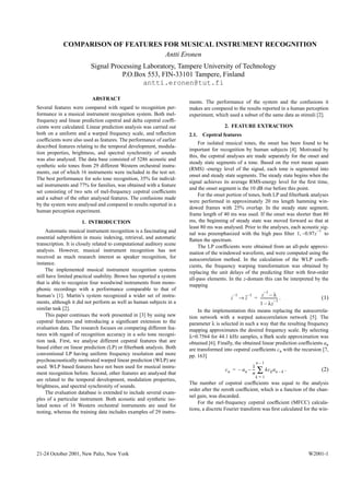 Comparison of features for musical instrument recognition | PDF