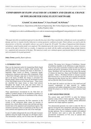 Comparison of flow analysis of a sudden and gradual change of pipe ...