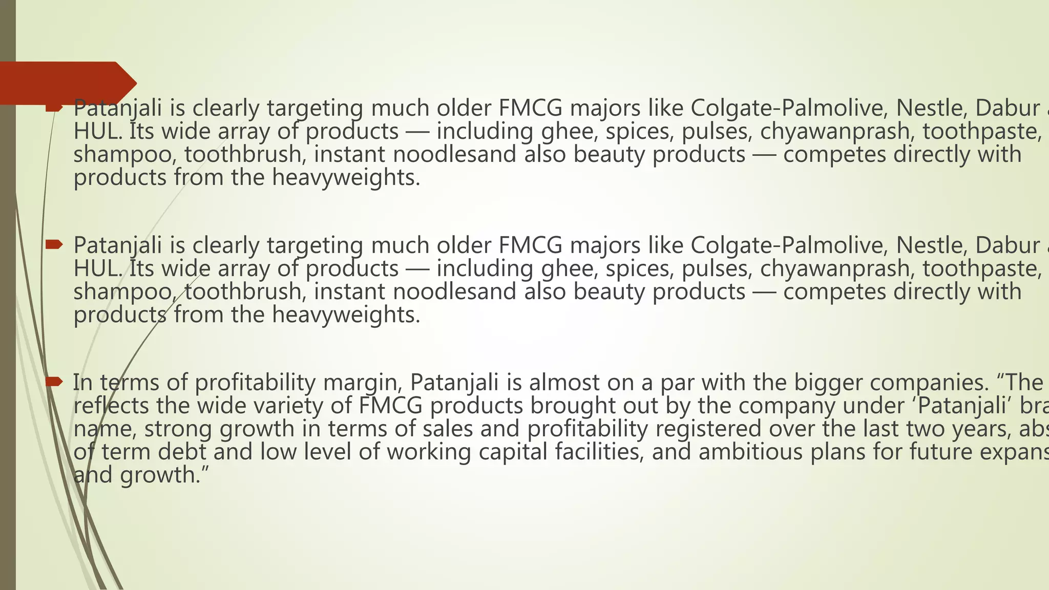 Comparison of fmcg with patanjali | PPTX