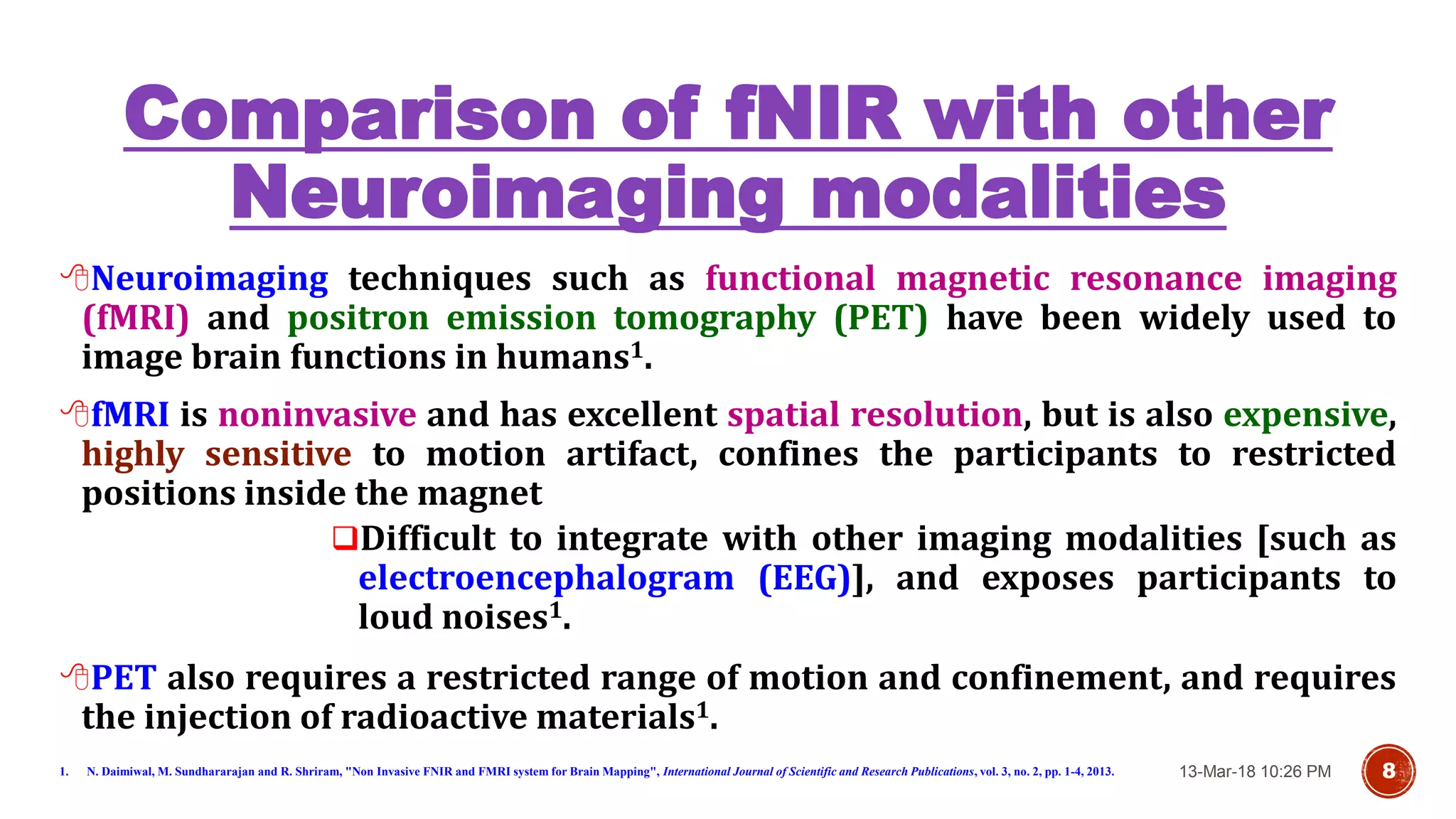 Comparison of fnir with other neuroimaging modalities relation between eeg systems and optical ...
