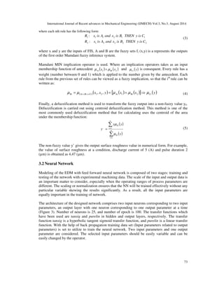 Comparison of fuzzy logic and neural network for modelling surface roughness in edm | PDF